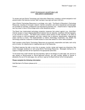 Fillable Online Staff Technology Acceptable Use Policy (AUP) and ...