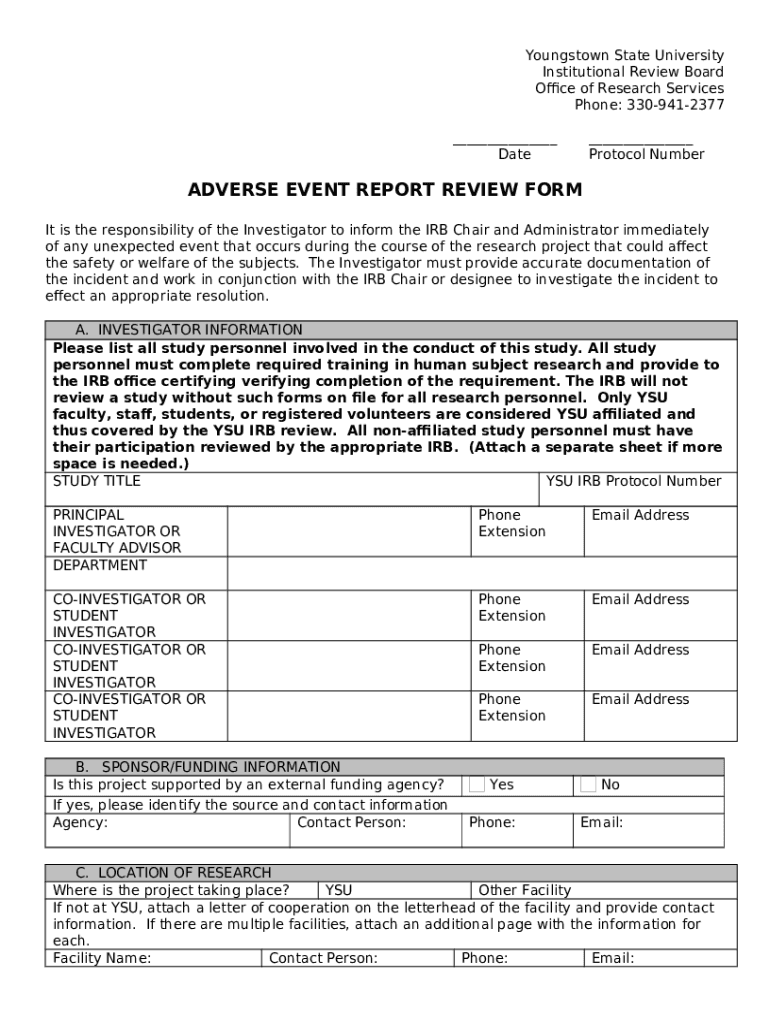 adverse event report review Doc Template | pdfFiller