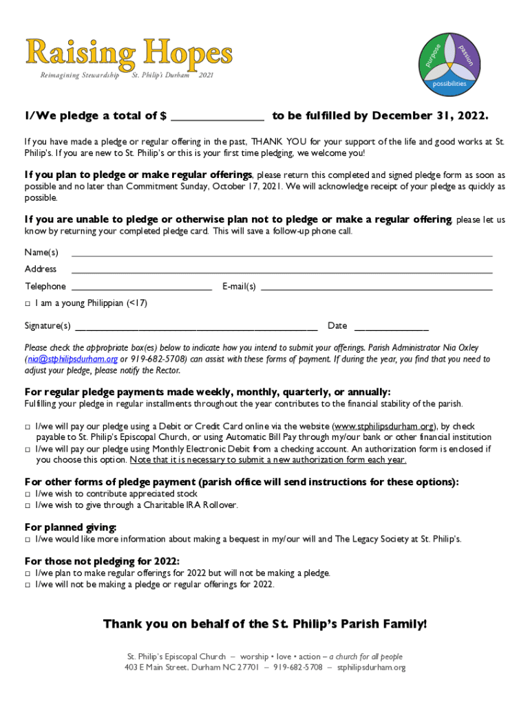 Fillable Online St. Philip's Episcopal Church - Stewardship Letter Fax ...