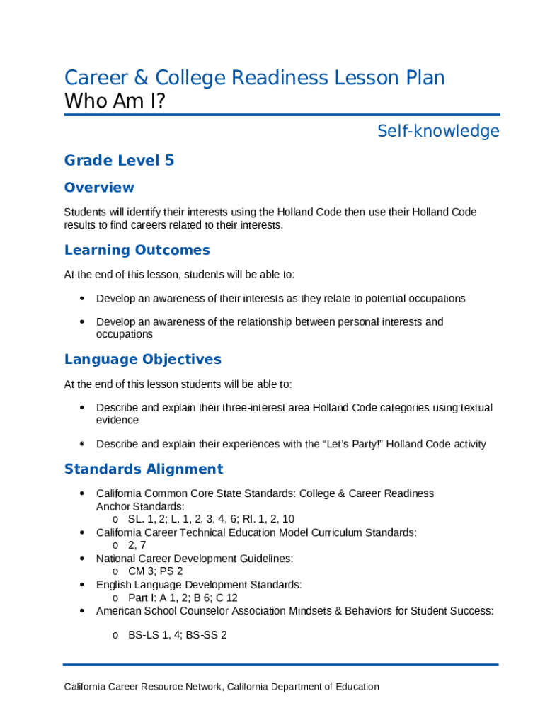 Lesson Plan 4: Self Awareness Topic: Getting to Know ... Doc Template ...