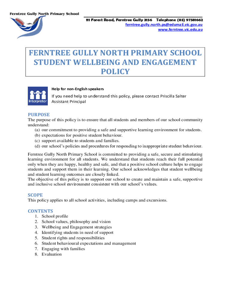 Fillable Online STUDENT WELLBEING AND ENGAGEMENT Fax Email Print - pdfFiller