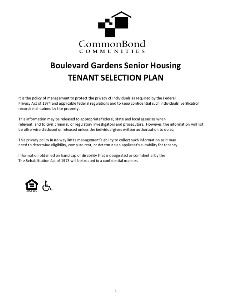 Fillable Online Chai House II TENANT SELECTION PLAN - PDF Free Download ...