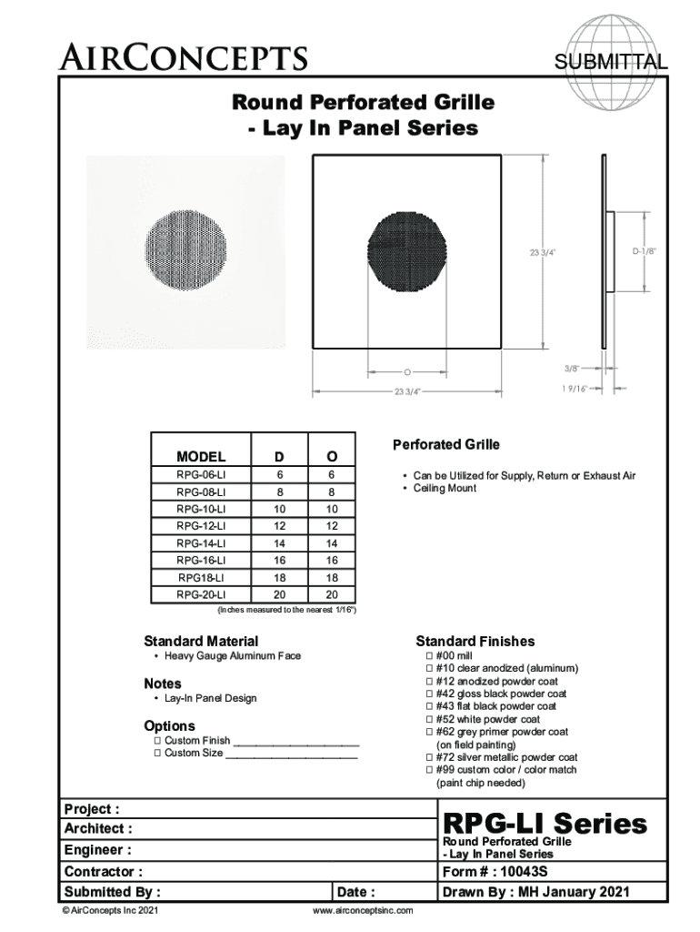 Fillable Online Perforated Return Grille - Grilles Fax Email Print ...