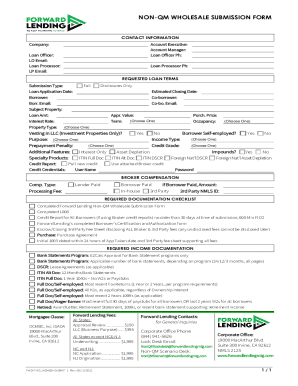 Fillable Online FWD NON-QM SUBMISSION FORM. LoanStream Mortgage Fax ...