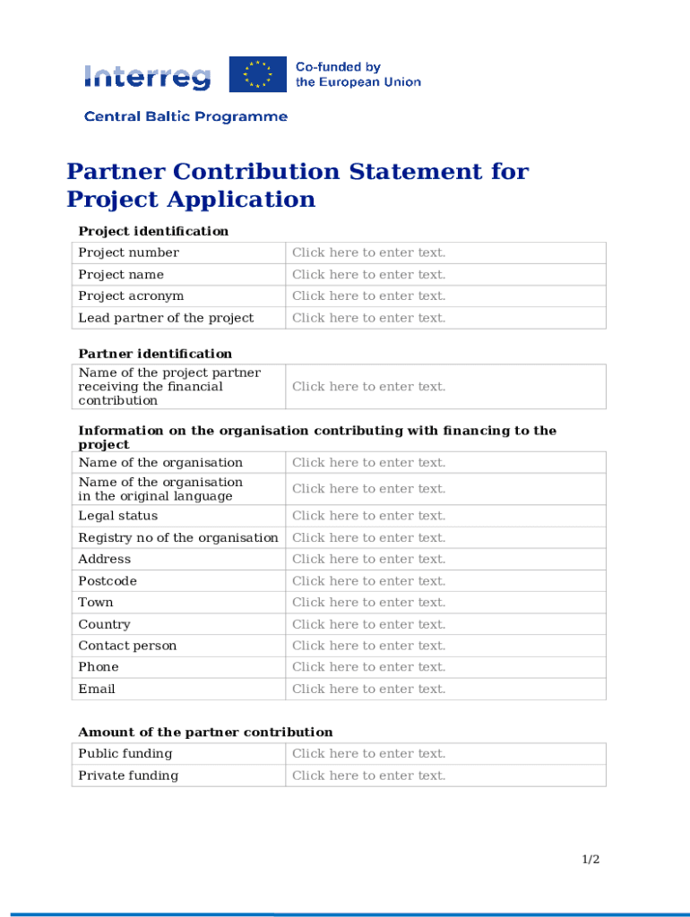Partner Contribution Statement for Project Application Doc Template ...