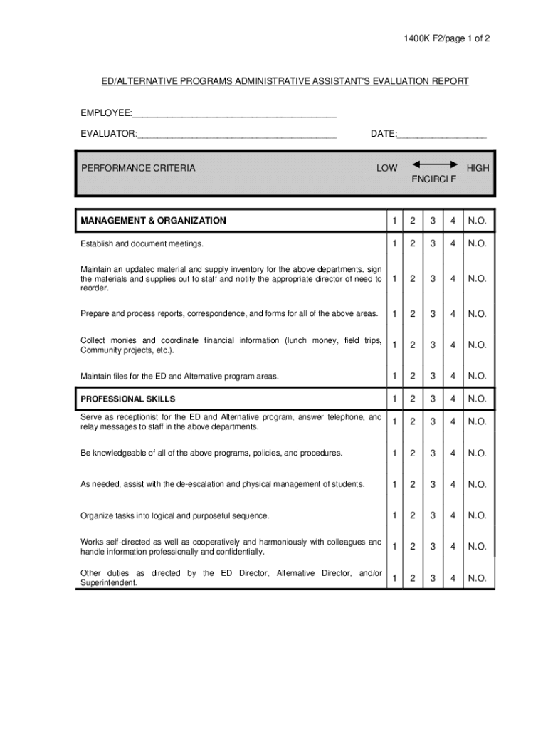 Fillable Online Administrative Analysis Grade Evaluation Guide Fax Email Print - pdfFiller