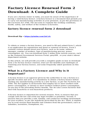 Fillable Online Application for Renewal of License of Factory (Form-2 ...