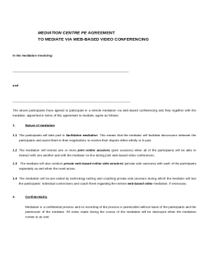 Sample Online Mediation Agreement to ... Doc Template | pdfFiller
