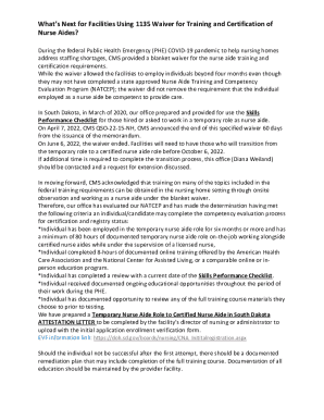 Fillable Online What's Next for Facilities Using 1135 Waiver for ...