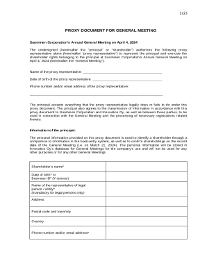 Proxy document template (docx) Doc Template | pdfFiller