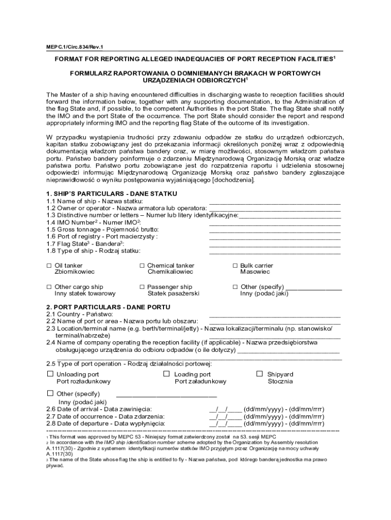 Fillable Online Port reception facilities for the delivery of waste from ships Fax Email Print ...