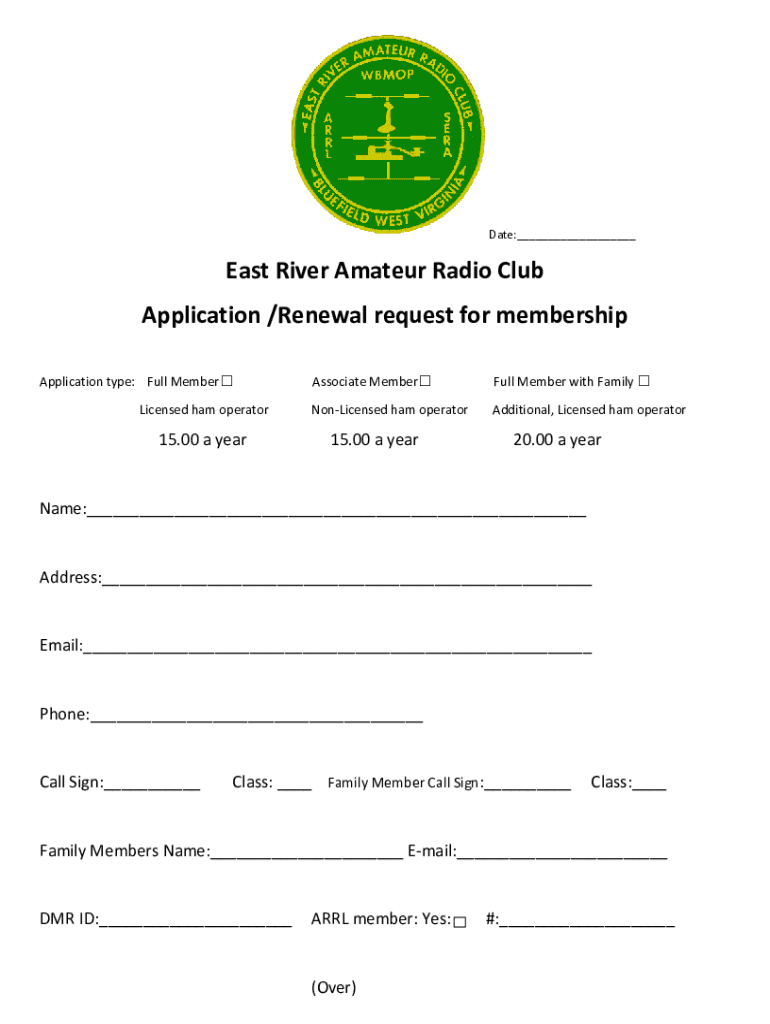 Fillable Online Indian River Amateur Radio Club Membership Application ...