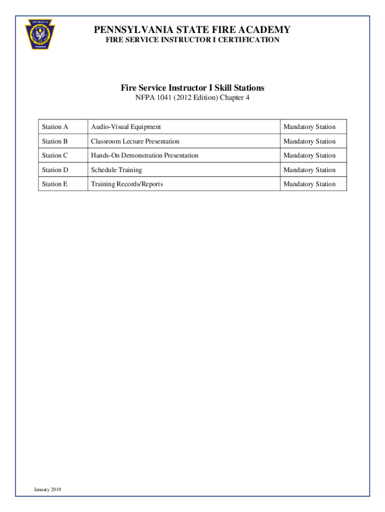 Fillable Online Fire Service Instructor I Skill Sheets Fax Email Print ...