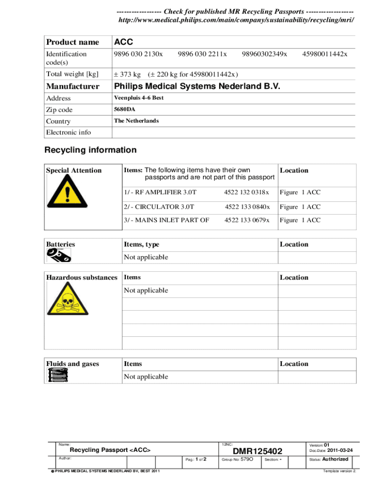 Fillable Online Recycling Passport . A4 SAP-TPD template + manual Fax Email Print - pdfFiller
