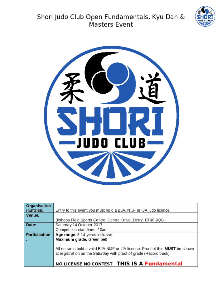 kyu, dan & masters entry Doc Template | pdfFiller