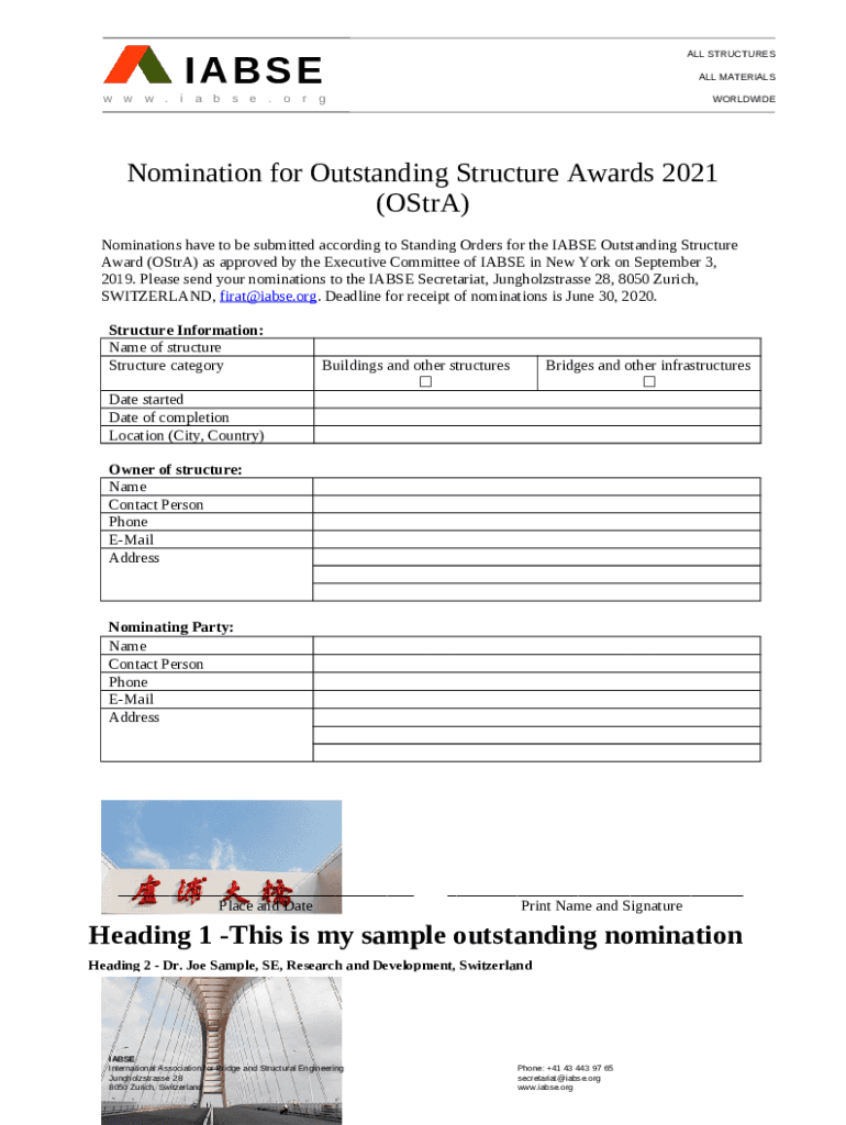 Heading 3 - Template for IABSE OStrA nomination Doc Template | pdfFiller