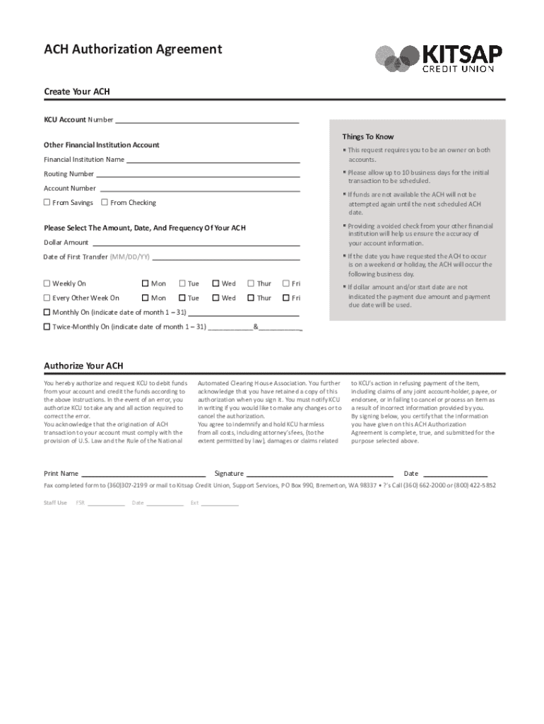 Fillable Online (270)745-4499 ACH Payment Authorization Form Fax Email ...