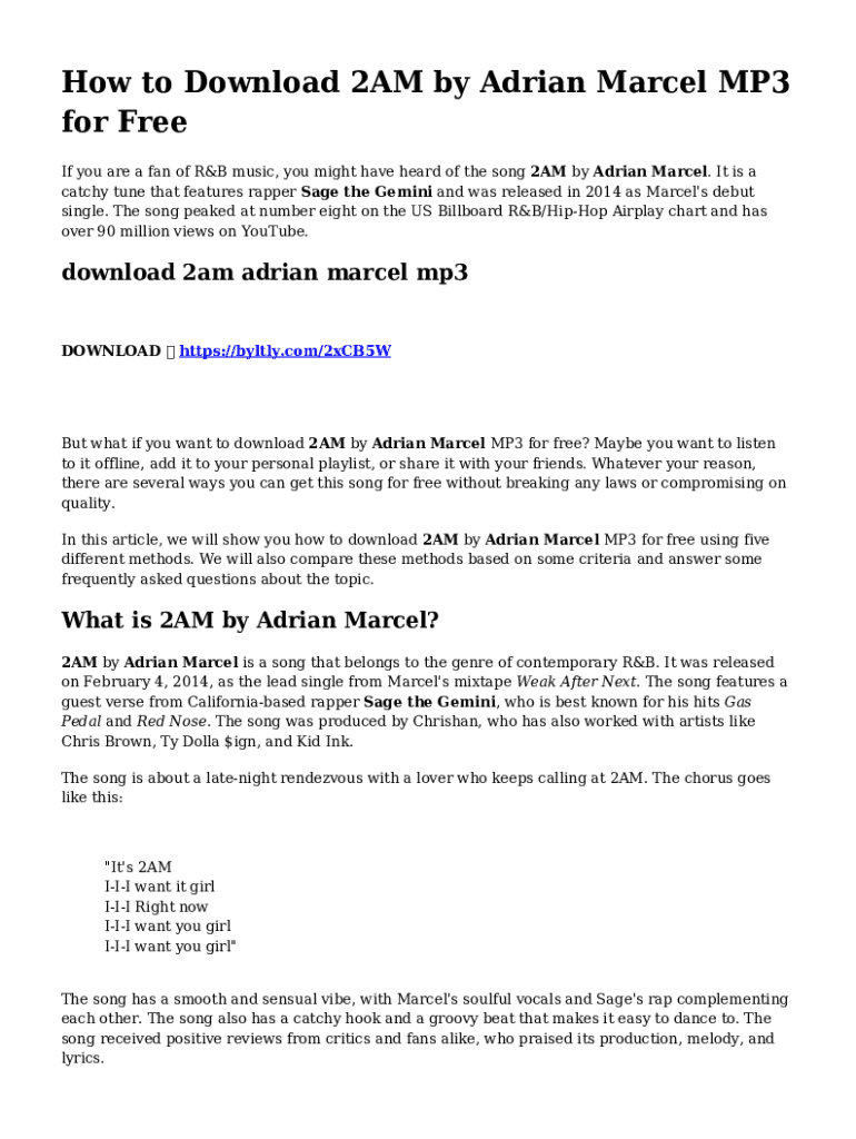 2am Adrian Marcel Mp3 Download - Fill Online, Printable, Fillable ...