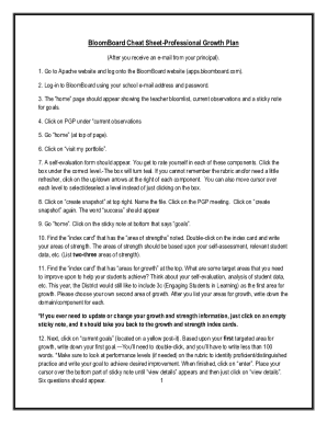 Fillable Online BloomBoard Cheat Sheet-Professional Growth Plan Fax ...