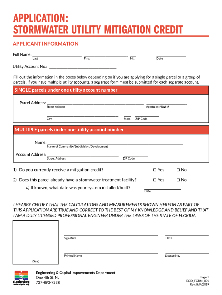 Fillable Online Non-Residential/Multi-Family Stormwater Credit Application Fax Email Print ...