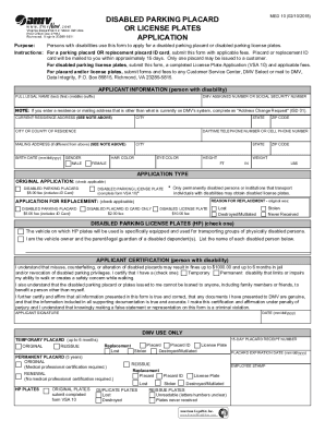 Fillable Online Application for Maryland Parking Placards/License ...