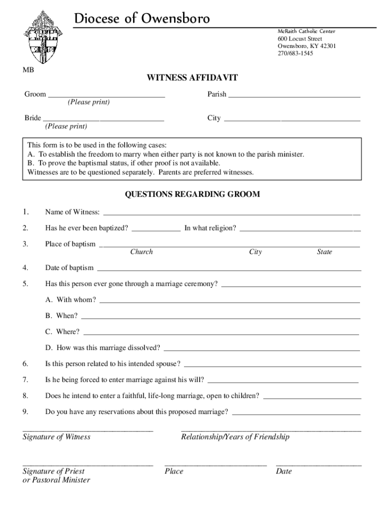 Fillable Online Witnesses Affidavit Fax Email Print - pdfFiller