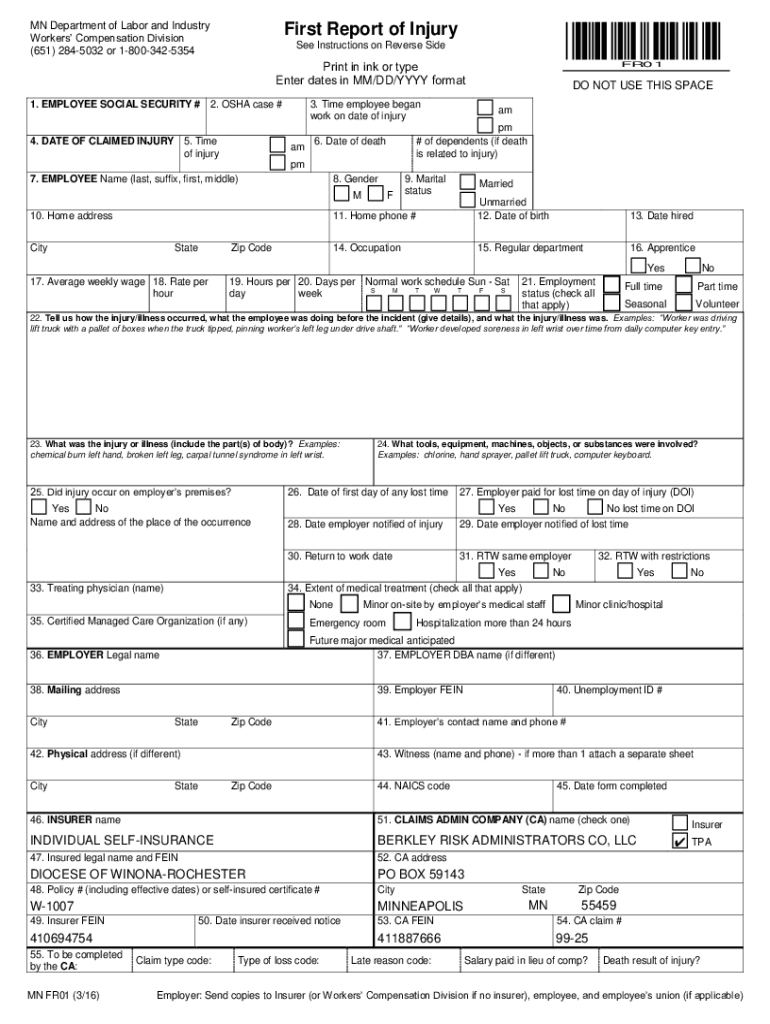 Fillable Online First Report of Injury, Occupational Disease, or Death (FROI) Fax Email Print ...