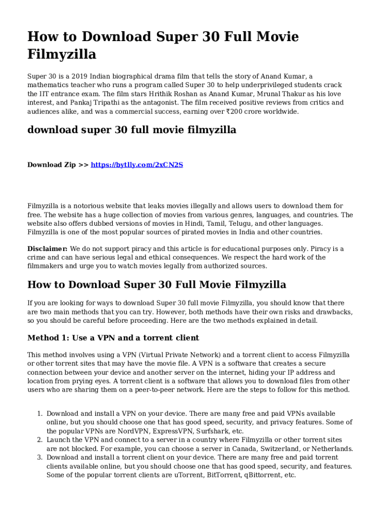 Fillable Online Super 30 Ending Explained & Spoilers: How Did Hrithik ... Fax Email Print ...