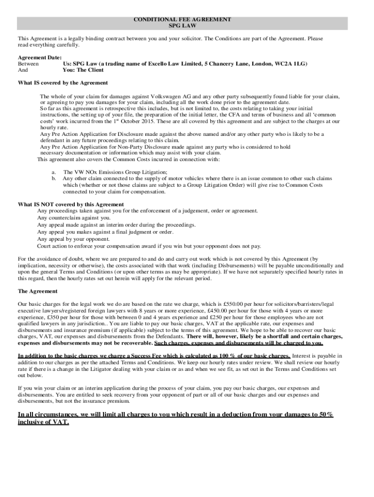 Fillable Online Conditional Fee Agreement: Everything You Need To Know ...