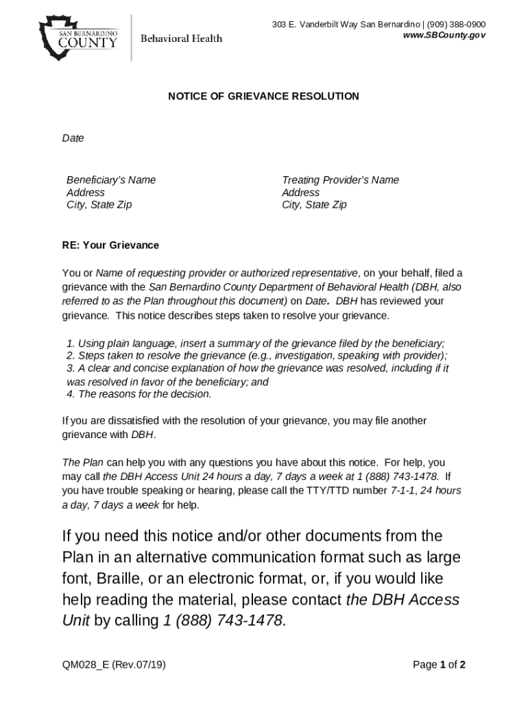Beneficiary-Client Problem Resolution, Grievance Process ... Doc ...