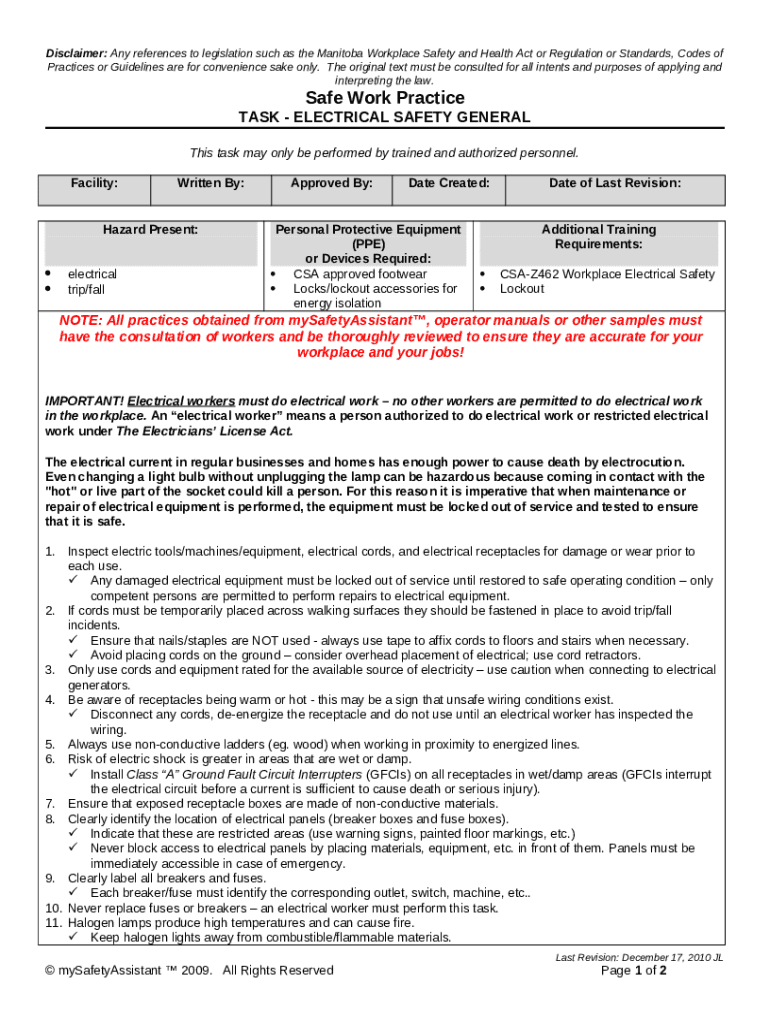 Occupational Health and Safety Manual - ORS Doc Template | pdfFiller