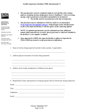 Facility Inspection Checklist (BSE Questionnaire) Page 1 of 13 - micor ...
