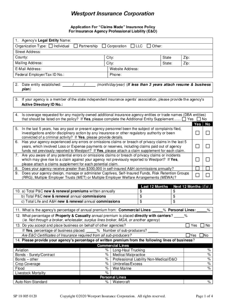 Fillable Online APPLICATION FOR CLAIMS MADE INSURANCE ... Fax Email ...