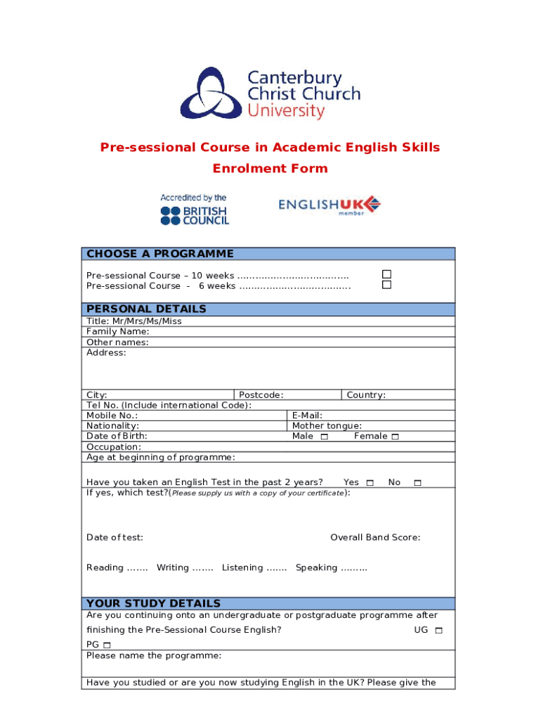 Pre-sessional Courses - University Centre for Academic English Doc ...