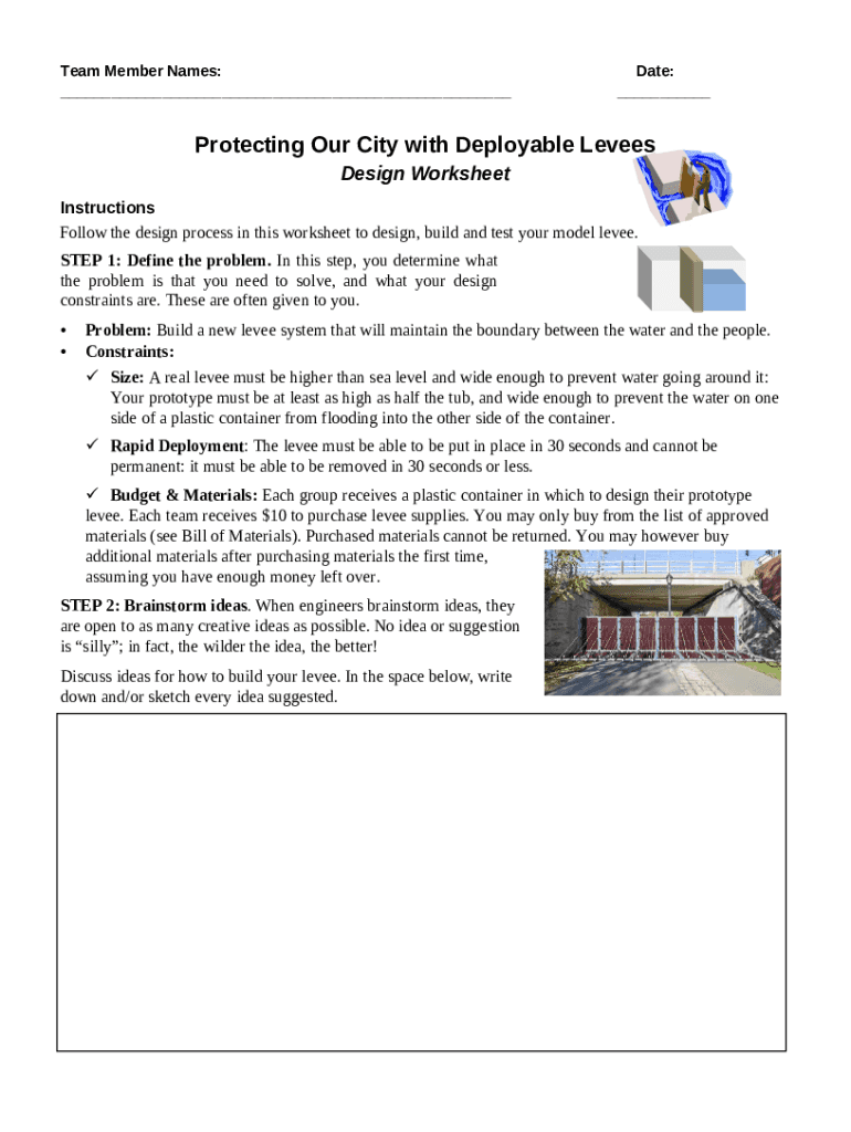 Levee Design Worksheet Doc Template | pdfFiller