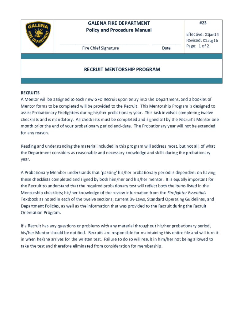 Fillable Online Should a Mentoring Program Be in Your Fire Department's ...