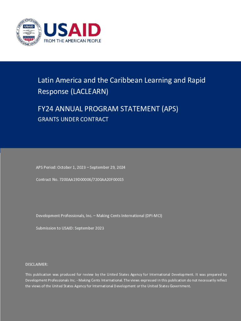 Fillable Online LACLEARN FY24 ANNUAL PROGRAM STATEMENT FOR ... Fax ...