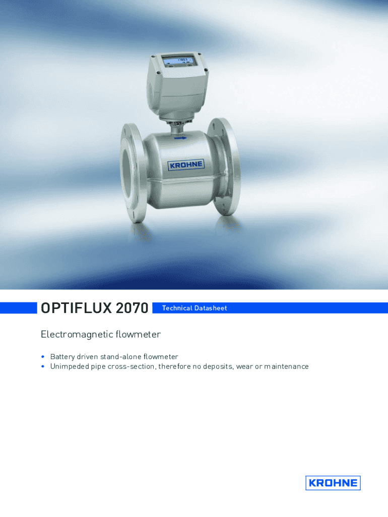 Fillable Online optiflux 2050 - Electromagnetic flowmeters - KROHNE USA Fax Email Print - pdfFiller