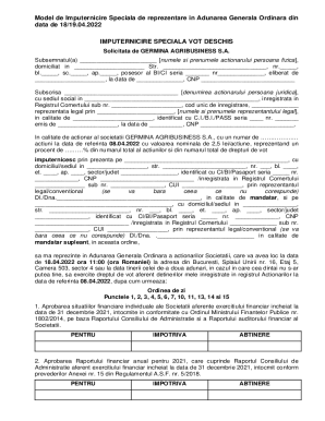 Fillable Online Model de Imputernicire Speciala de reprezentare in ...