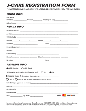 Fillable Online J-CARE REGISTRATION FORM Fax Email Print - pdfFiller