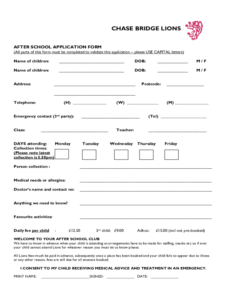 Fillable Online After School Interest Form Fax Email Print - pdfFiller