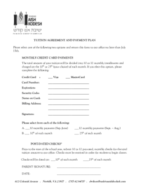 Fillable Online tuition agreement and payment plan Fax Email Print ...