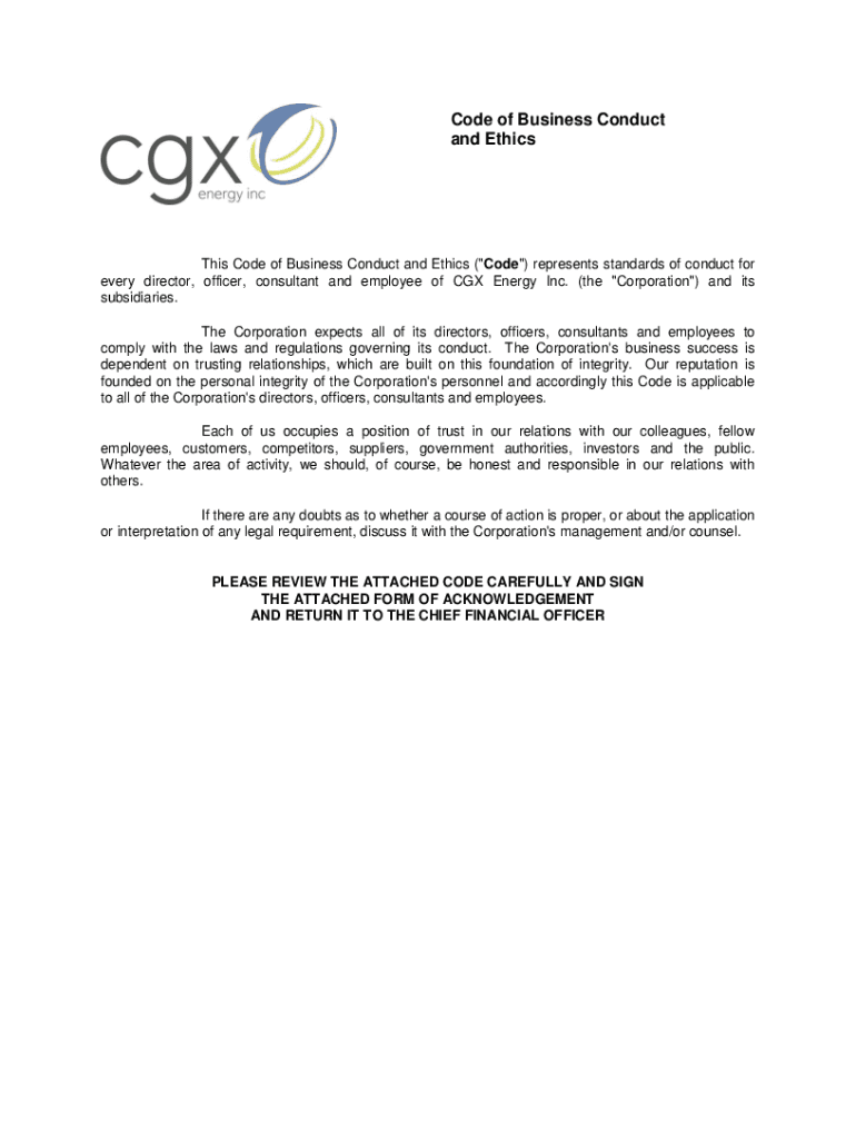 Fillable Online This Code of Business Conduct and Ethics ("Code ...