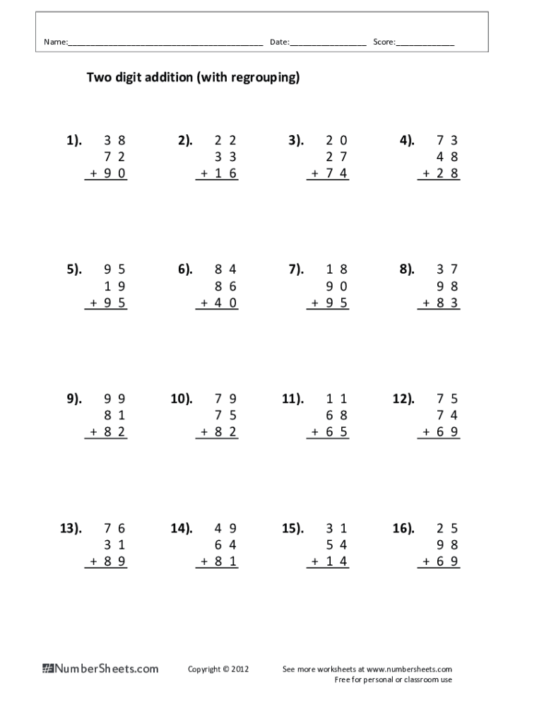 Fillable Online double-digit-addition-regrouping-worksheet.pdf Fax ...