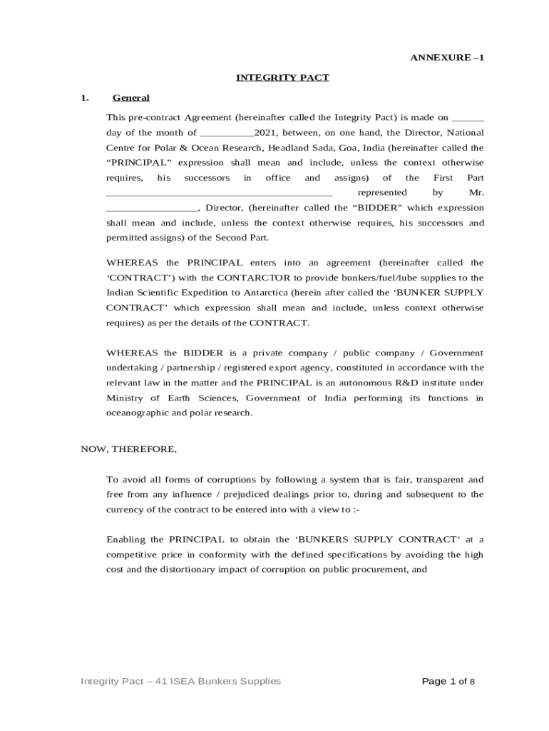 Integrity Pact General This Agreement (hereinafter called ... Doc ...