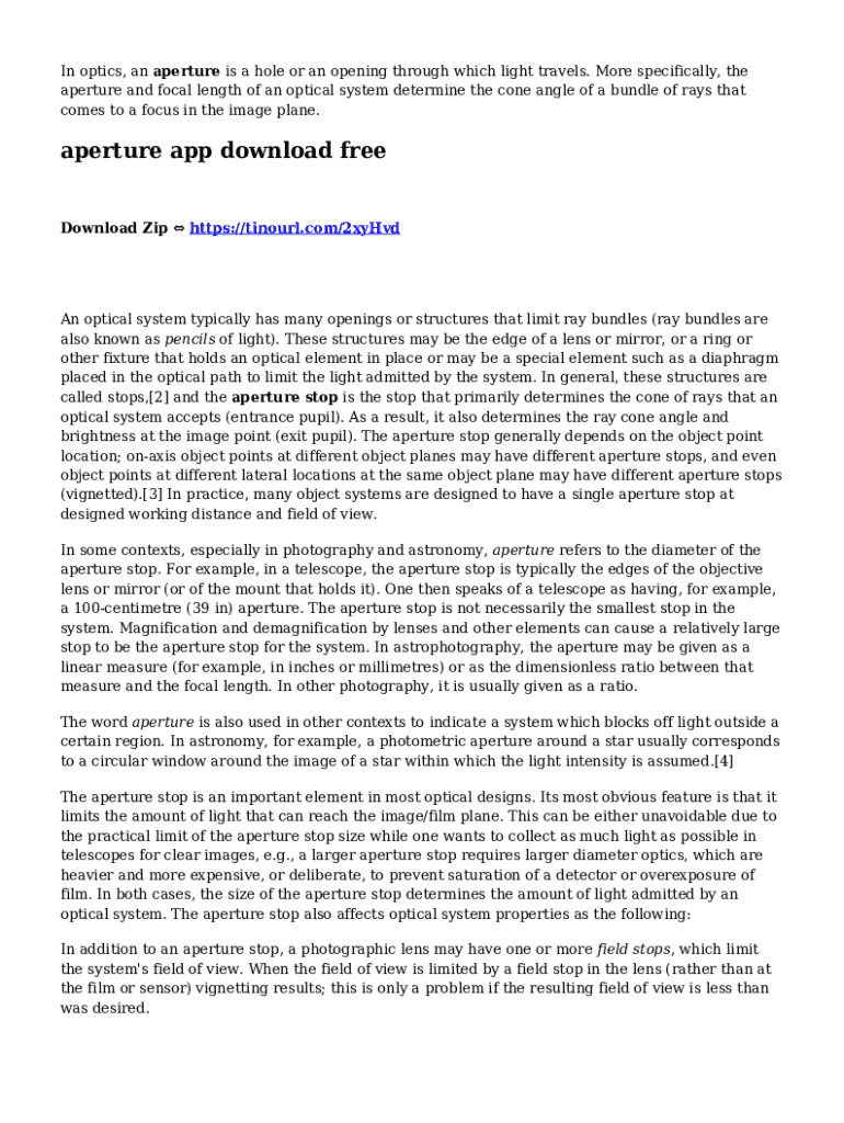 Fillable Online Aperture App Download Free Fax Email Print - pdfFiller