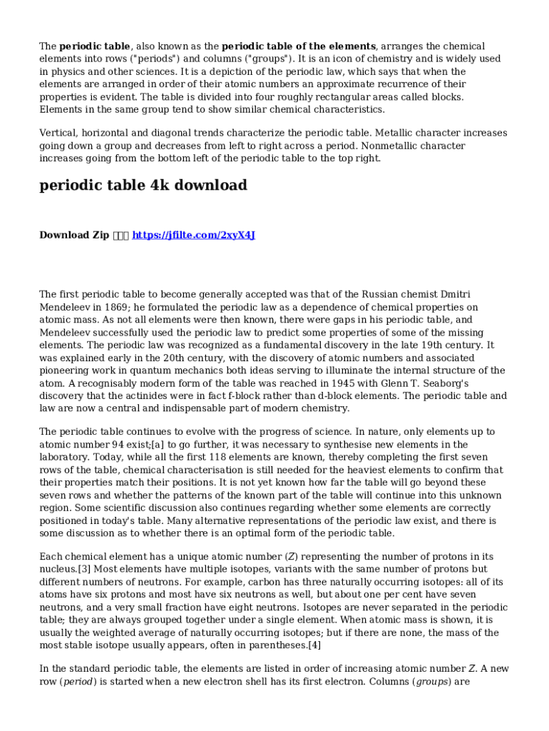Fillable Online Science Lesson 2 - The Periodic Table Flashcards Fax Email Print - pdfFiller