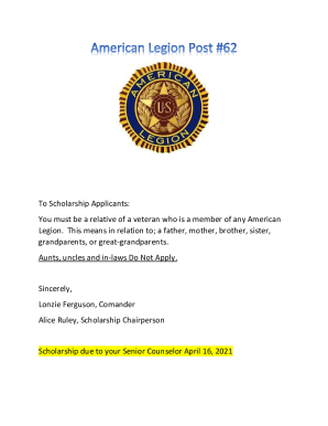 Fillable Online To Scholarship Applicants: You must be a relative of a ... Fax Email Print ...