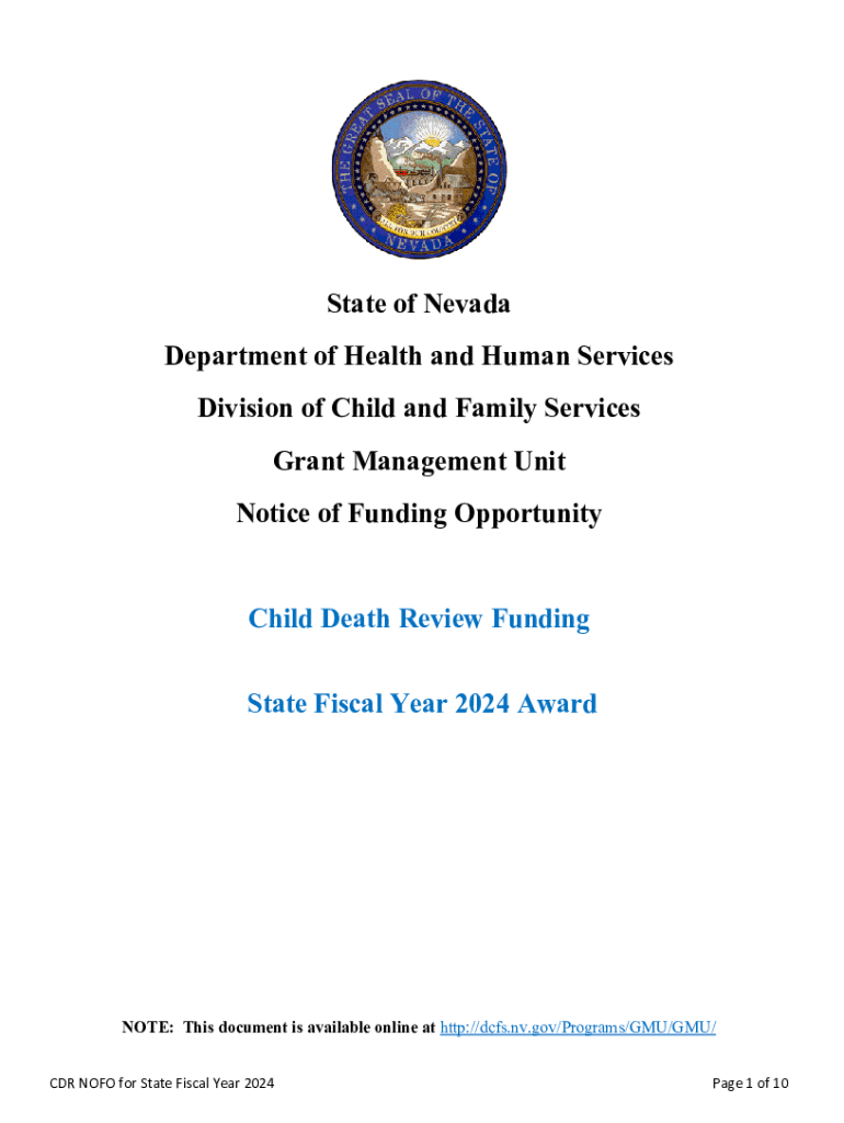 Fillable Online Notice of Funding Opportunity - NV-DCFS Fax Email Print ...