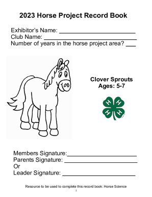 Fillable Online My 4-H Model Horse Project Record Book Fax Email Print ...